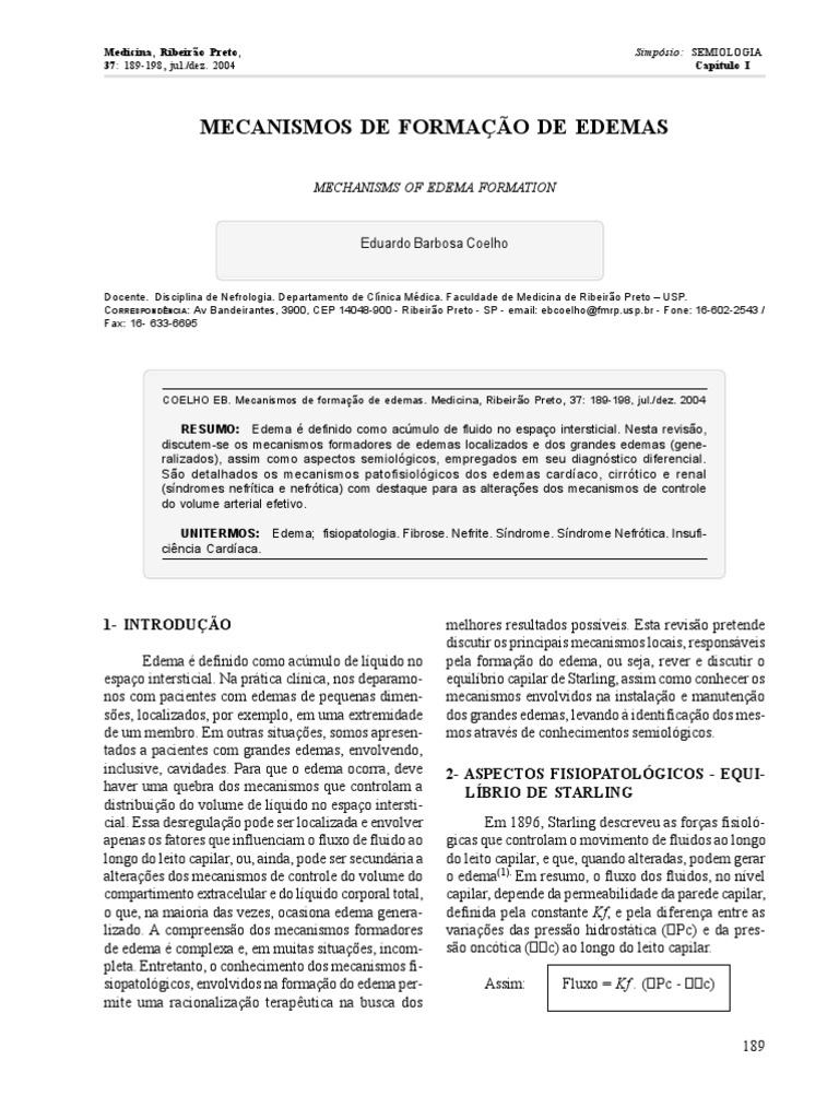 Artigo - Mecanismos Do Edema | PDF | Rim | Órgão (anatomia)