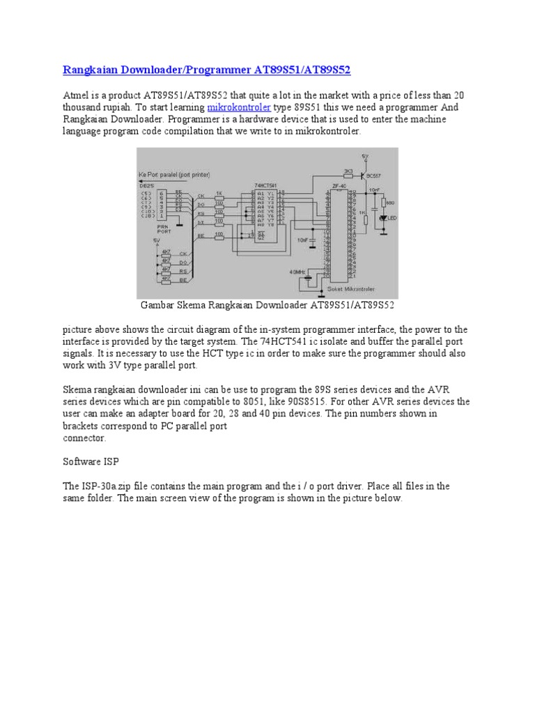 AT89S51/52 Downloader Circuit Guide | PDF | Microcontroller | Computer Data