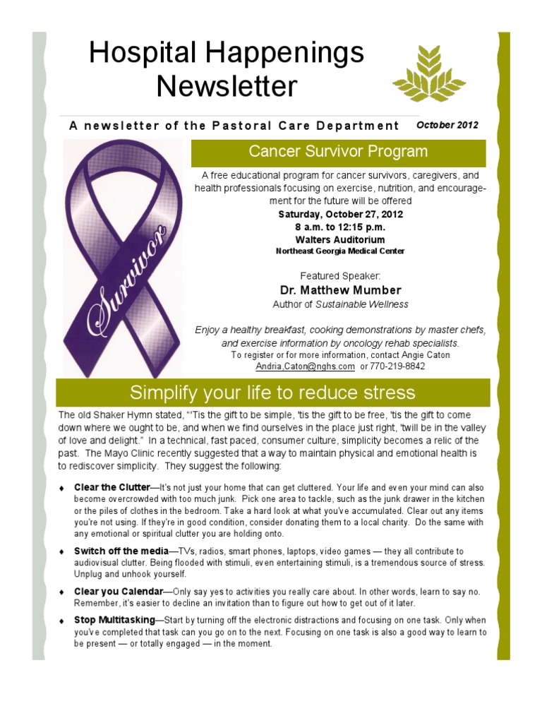 Hospital Happenings Newsletter 10-12 | PDF | Domestic Violence | Violence