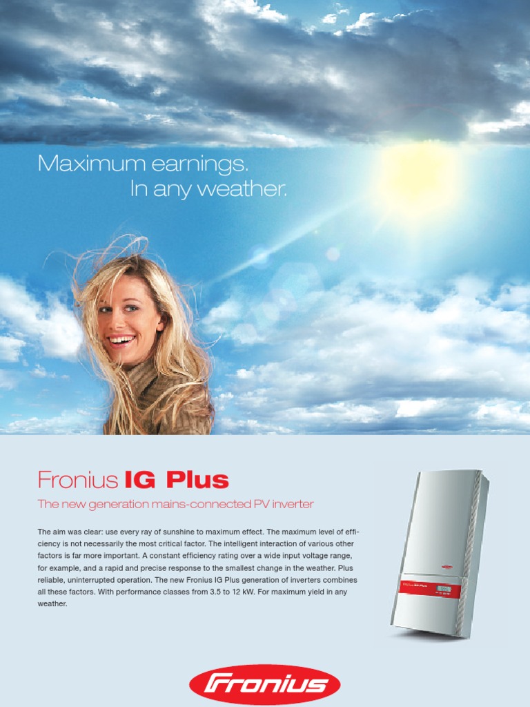 Fronius IG Plus Spec Sheet | PDF | Power Inverter | Nature