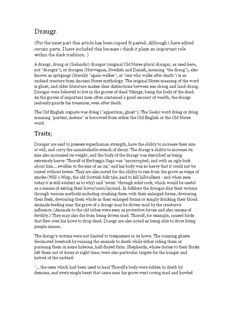 Draugr | Download Free PDF | Scandinavian Folklore | Norse Mythology
