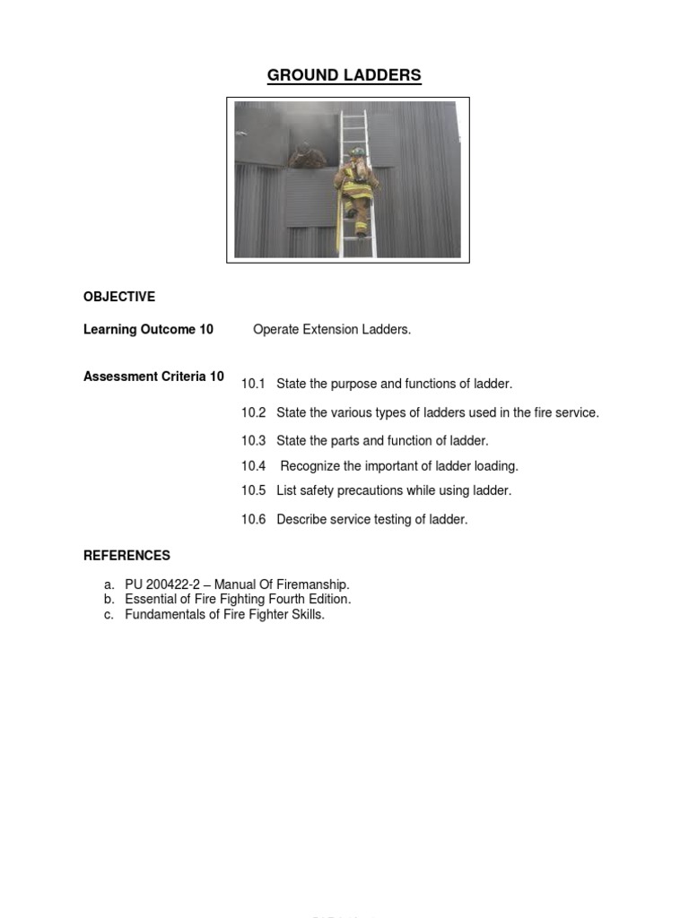 BAF M2.10. Ground Ladders PDF | PDF | Stairs | Firefighter