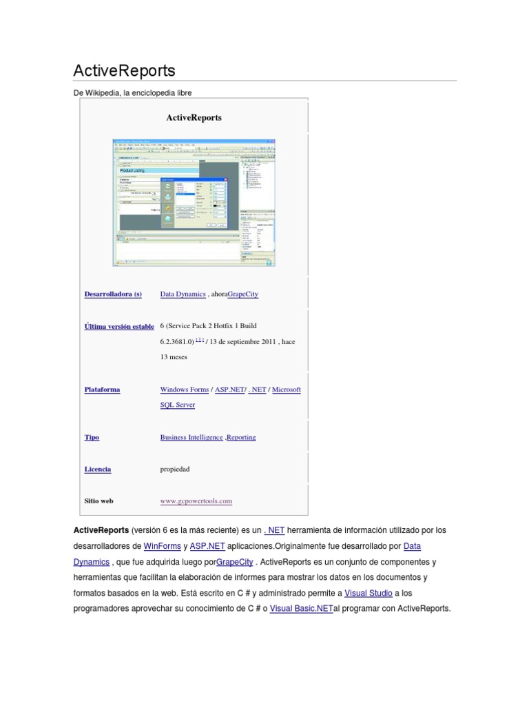 Active Reports | PDF | Microsoft | Microsoft Visual Studio