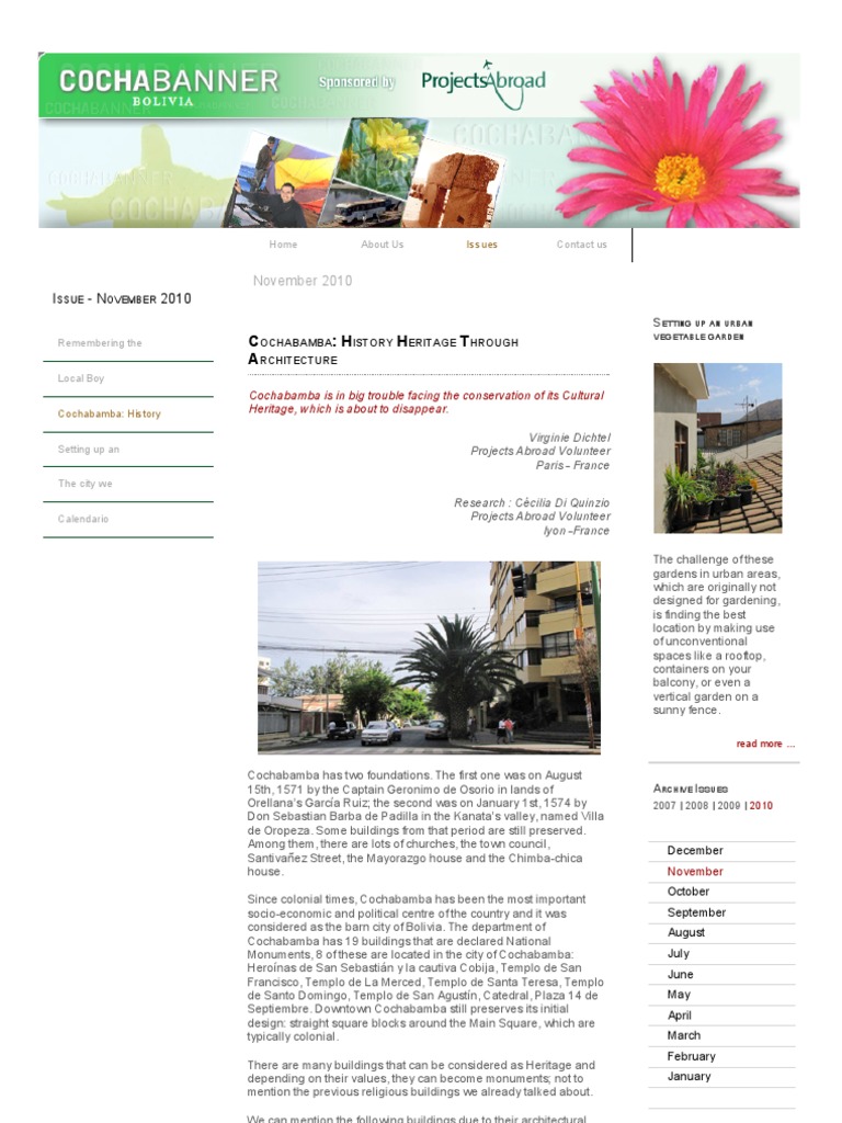 Cocha+Banner+Magazine+ +cochabamba +History+Heritage+Through+Architecture | PDF | Cultural ...