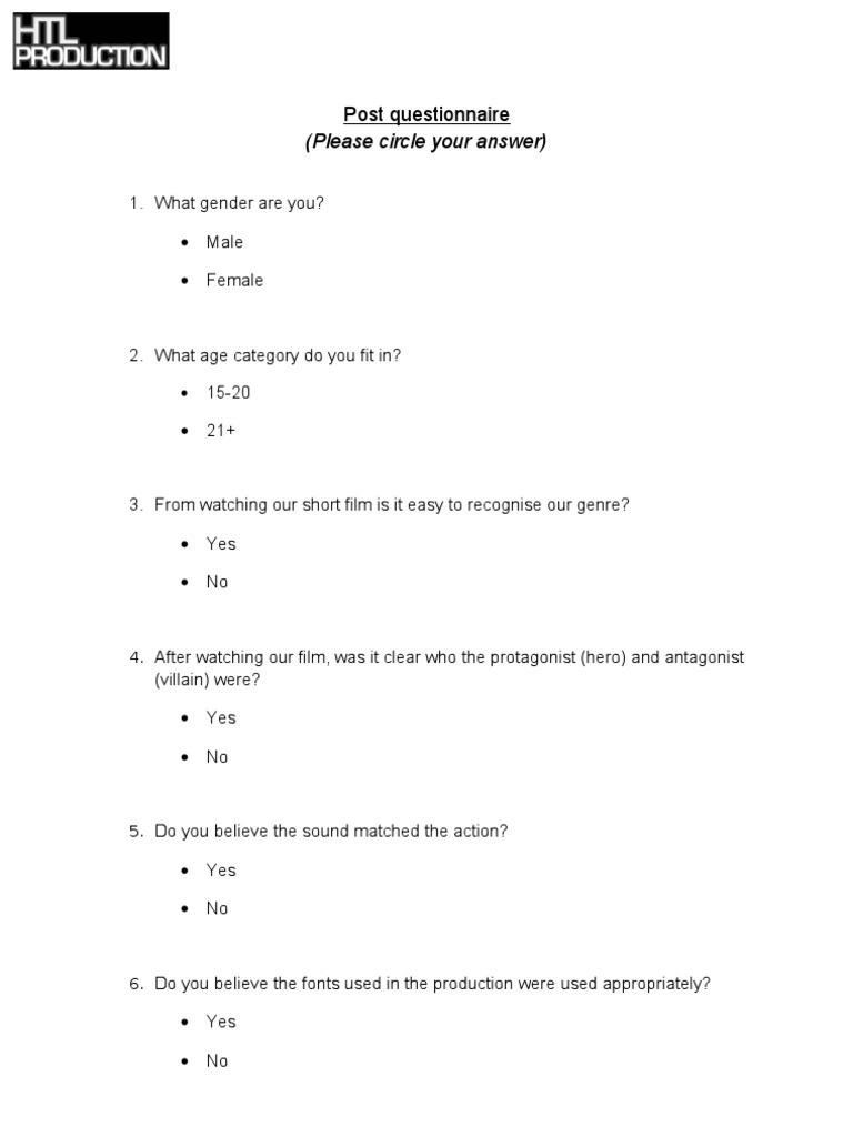 (Please Circle Your Answer) : Post Questionnaire | PDF
