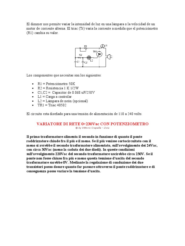 Variac | PDF | Corriente eléctrica | Resistor
