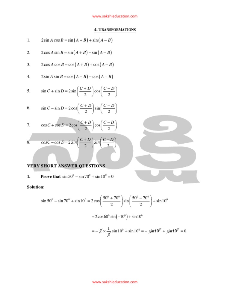 Trigonometric Transformations and Proofs | PDF