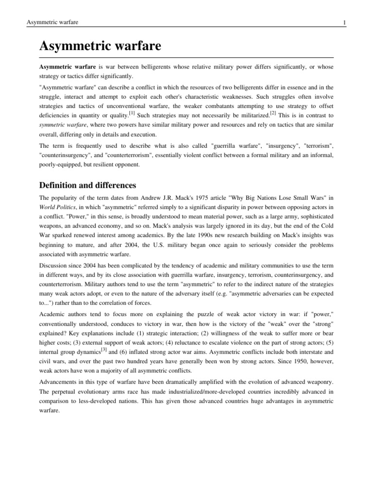 Asymmetric Warfare | Military Operations | Conflict (Process)