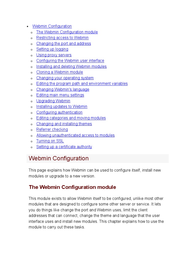 The Webmin Configuration Module Pdf Proxy Server File Transfer