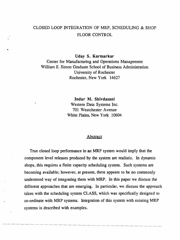 Karmarkar Shivdasani ClosedLoop | PDF | Scheduling (Production Processes) | Control Theory