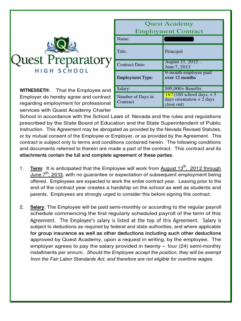 Altered Contract 2011-2012 | PDF | Background Check | Employment