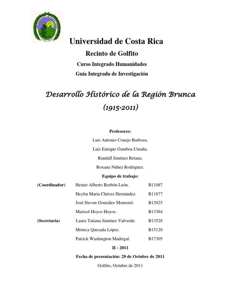 Desarrollo Histórico de La Región Brunca | PDF | Costa Rica | Agricultura