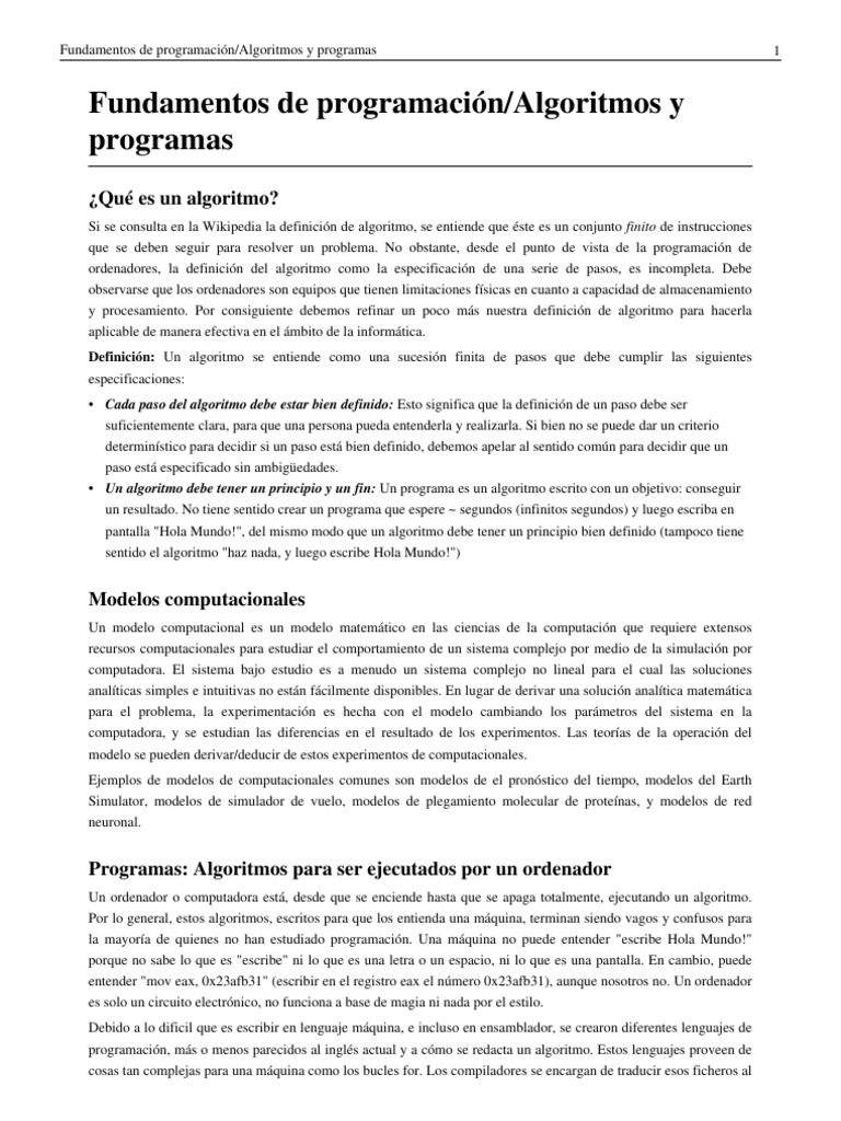 Fundamentos de Programación-Algoritmos y Programas | PDF