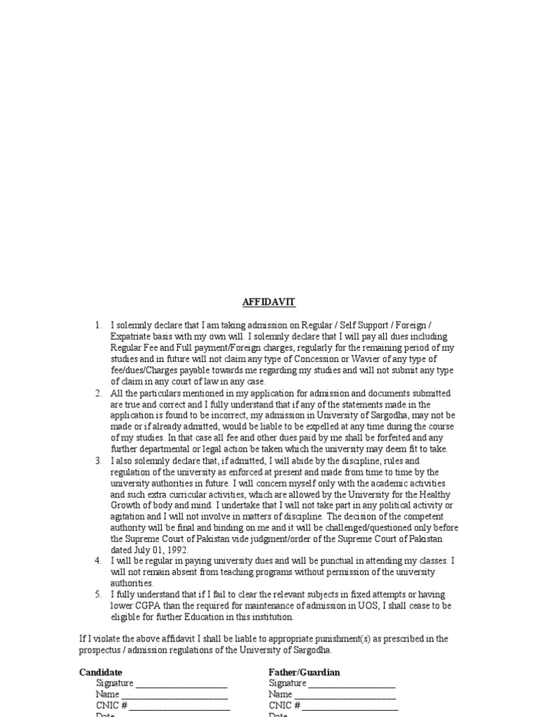 Affidavit | PDF | University And College Admission | Affidavit