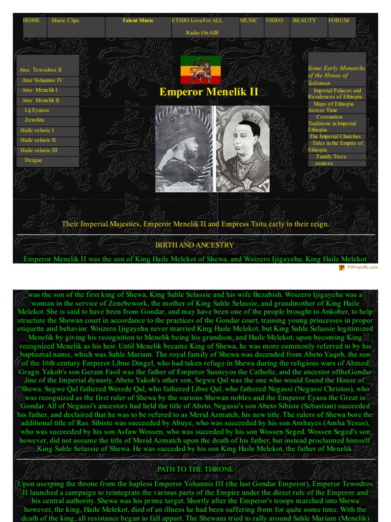 Emperor Menelik Primer | PDF | Ethiopia | Religion And Belief