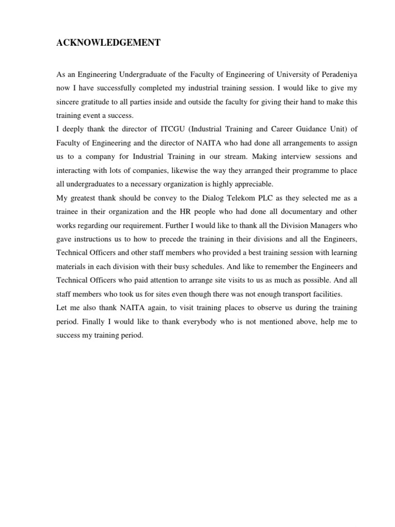 Sample Acknowledgement | PDF