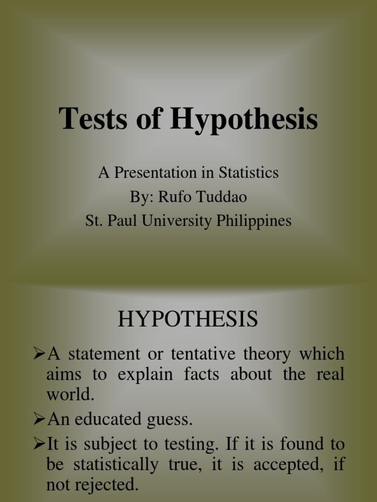 Simple Test of Hypothesis | Download Free PDF | Statistical ...