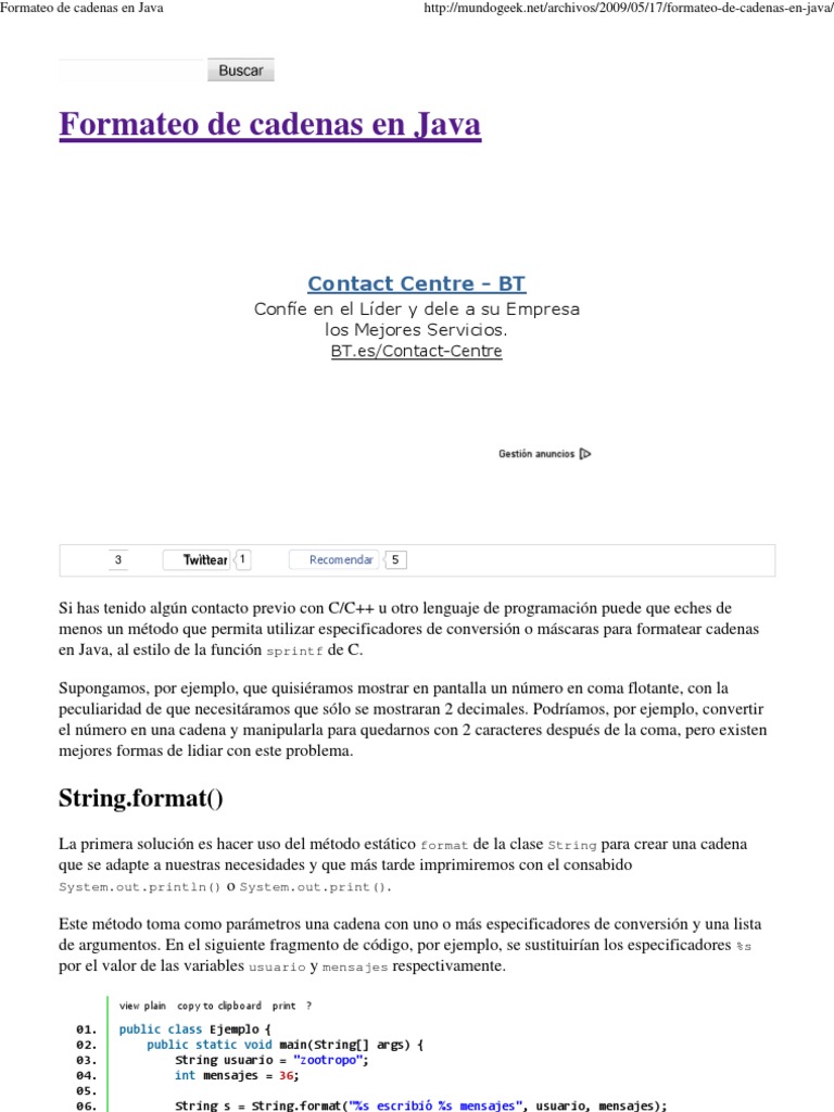 Formateo de Cadenas en Java | PDF