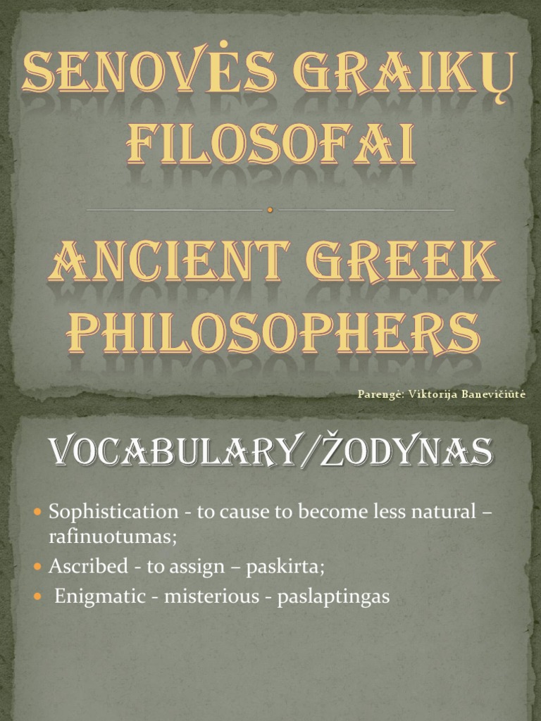 Senoves Graikijos Filosofai | PDF