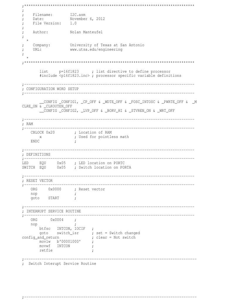 PIC Microcontroller, Switch Hello World, PIC16F1823 | PDF