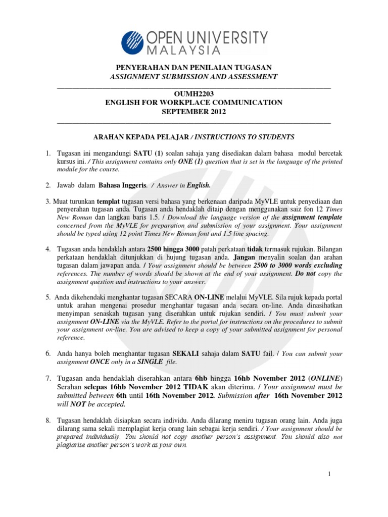 Soalan Assignment Bahasa Inggeris | PDF
