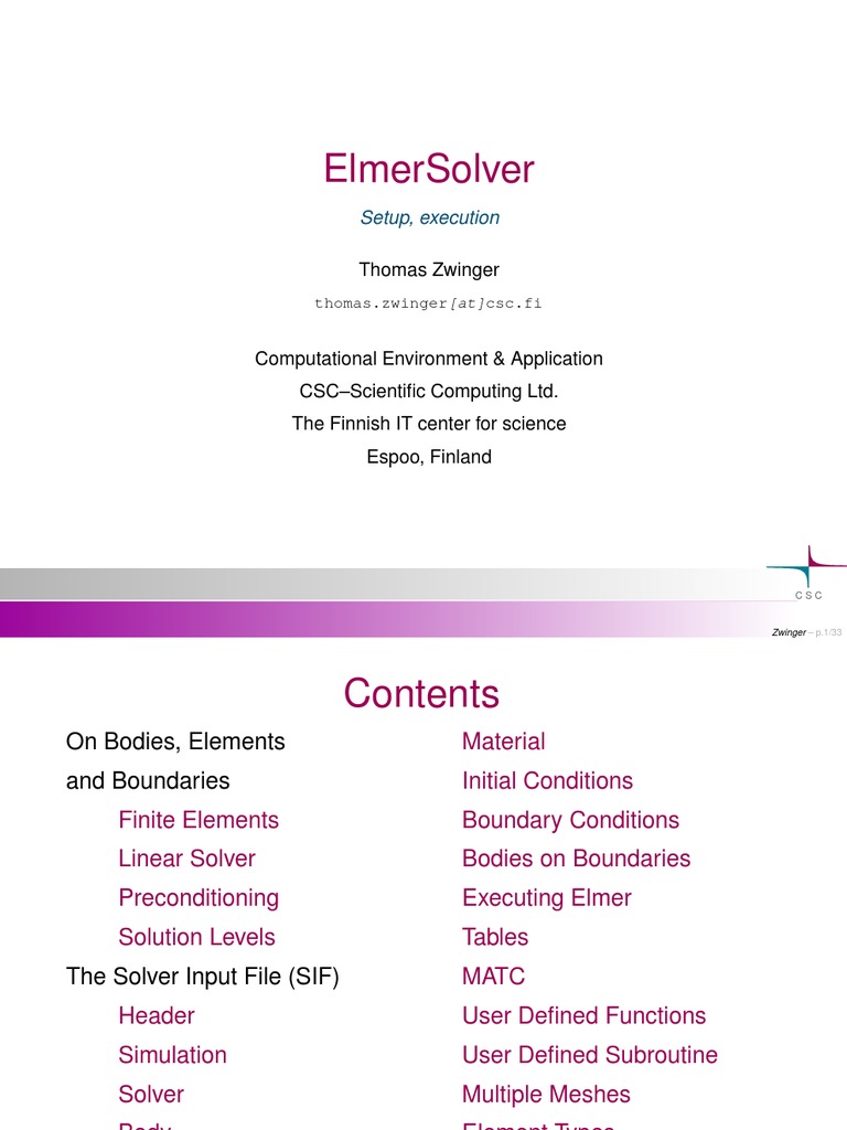 Elmer Solver | Download Free PDF | Nonlinear System | Fluid Dynamics