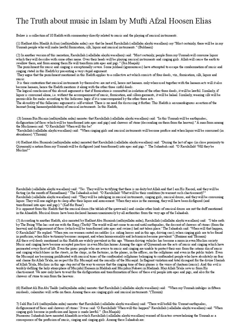 Islamic View on Music | PDF | Sahabah | Hadith