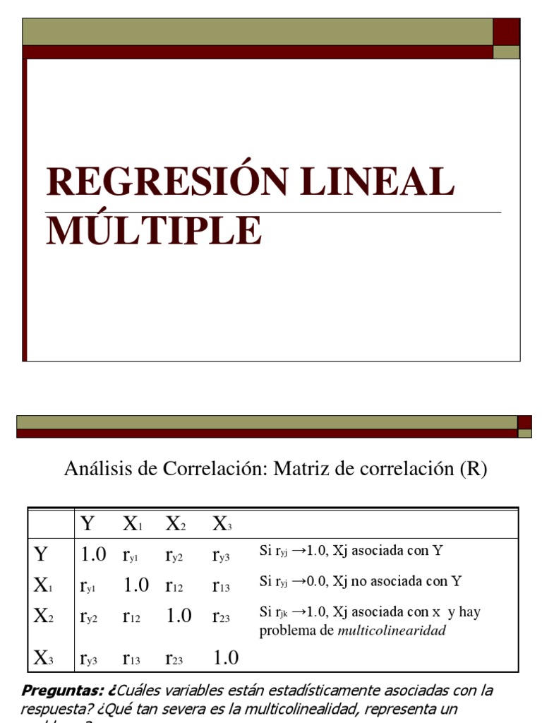 RLM | PDF | Coeficiente de determinación | Multicolinealidad