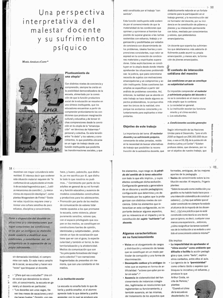 Malestar docente y su impacto educativo | PDF | Sufrimiento | Conocimiento
