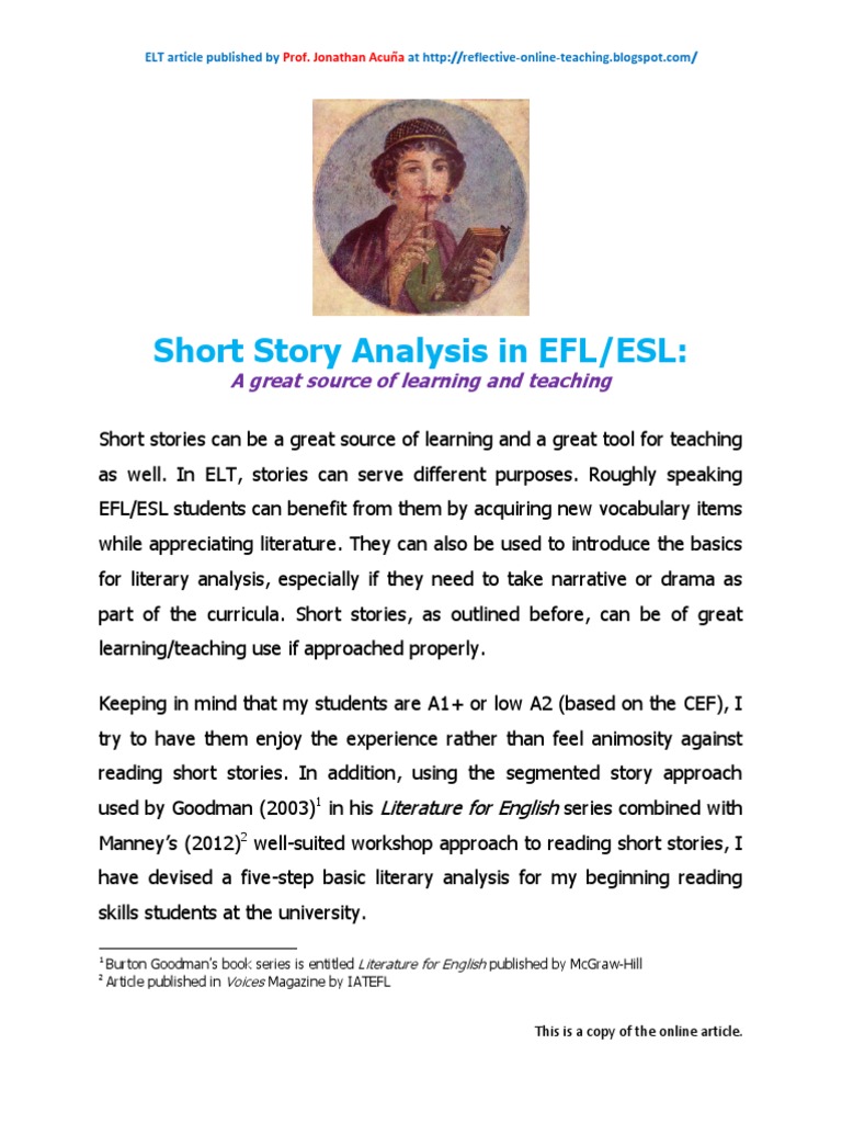 Short Story Analysis in EFL ESL | PDF | English As A Second Or Foreign ...