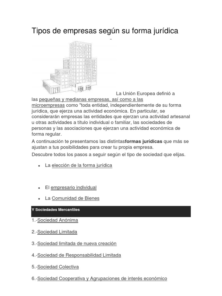 Tipos de Empresas Según Su Forma Jurídica | PDF | Compañía de ...