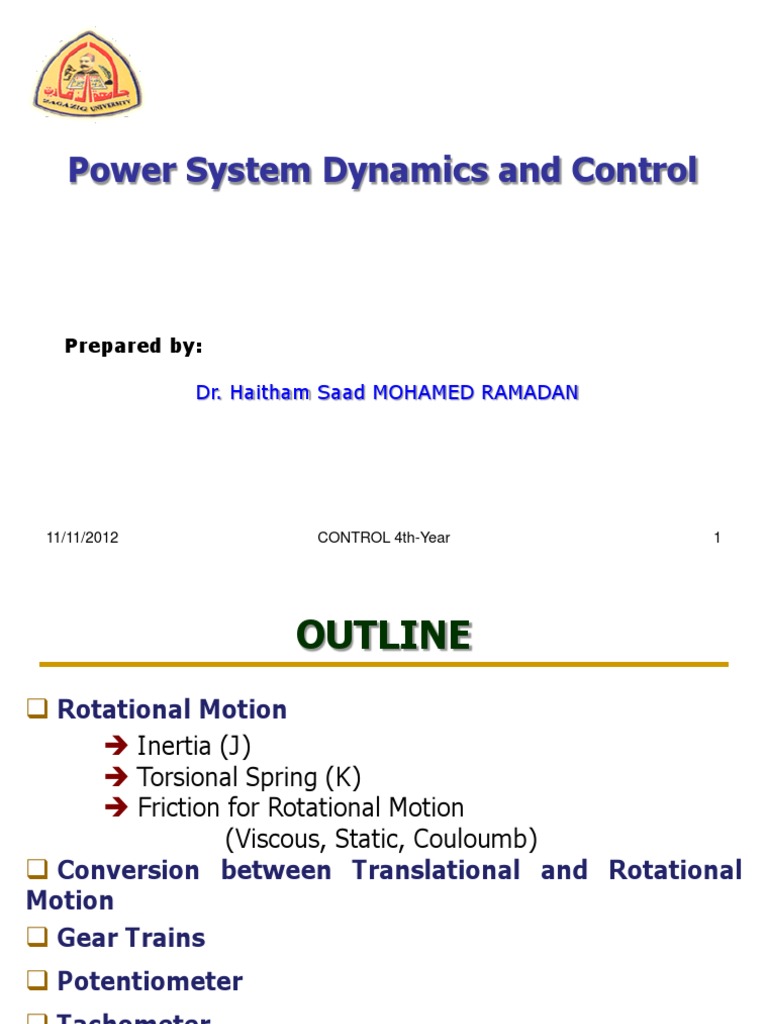 Power System Dynamics and Control: Prepared by | PDF | Rotation Around ...