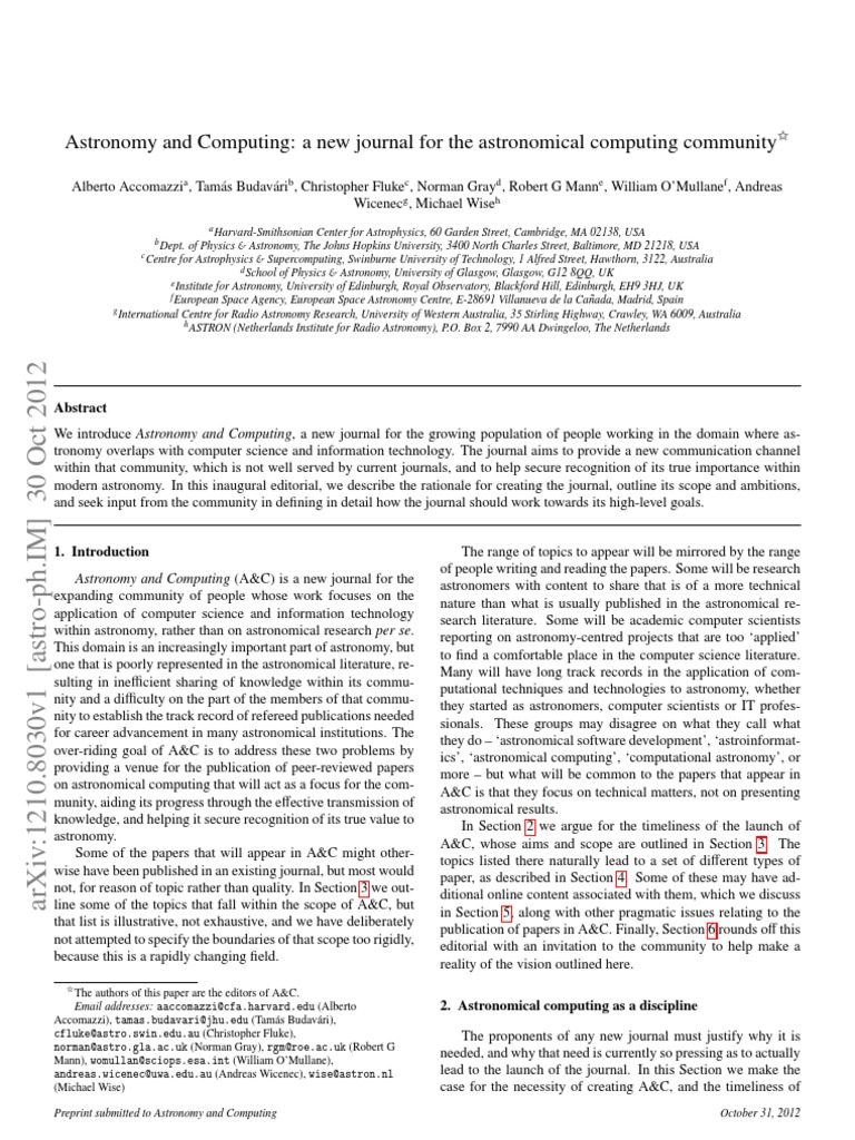 Astronomy and Computing | PDF | Astronomy | Software