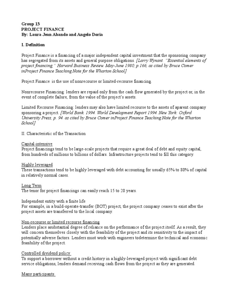Project Finance | PDF | Project Finance | Credit (Finance)