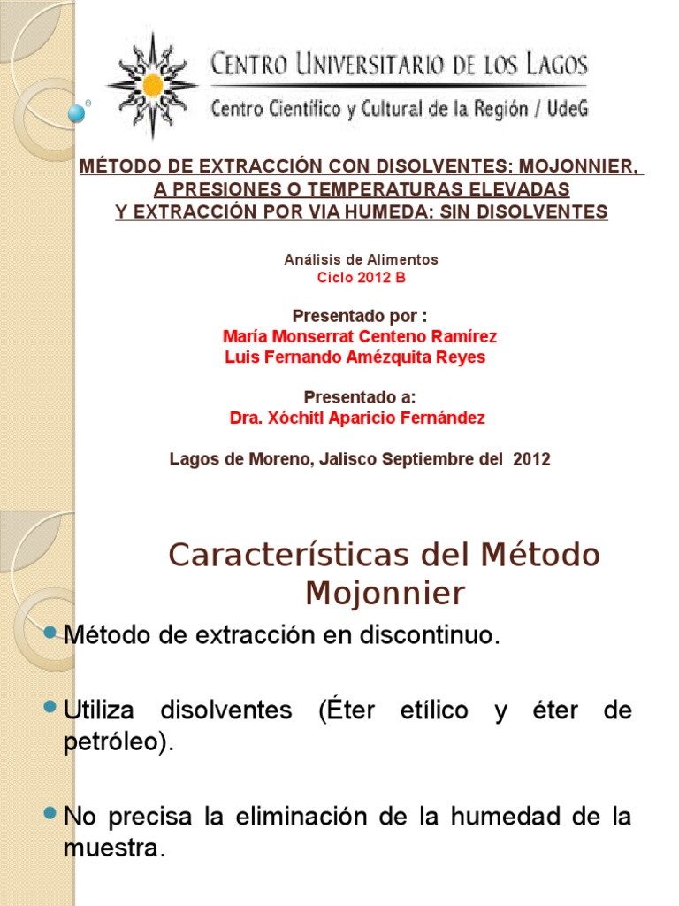 Metodo Mojonnier Analisis | PDF | Leche | Solvente