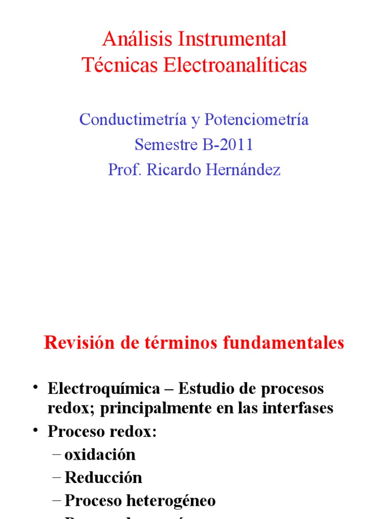 Conductimetria - Potenciometria | PDF | Electroquímica | Redox
