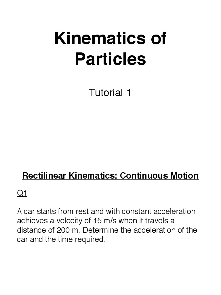 Rectilinear Kinematics (Continuous Motion) | PDF | Acceleration | Kinematics