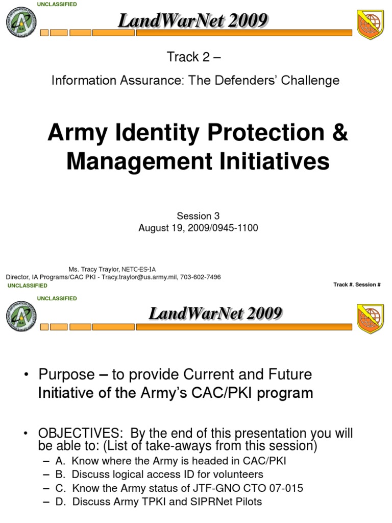 Army CAC/PKI Program Overview 2009 | PDF | Public Key Certificate ...