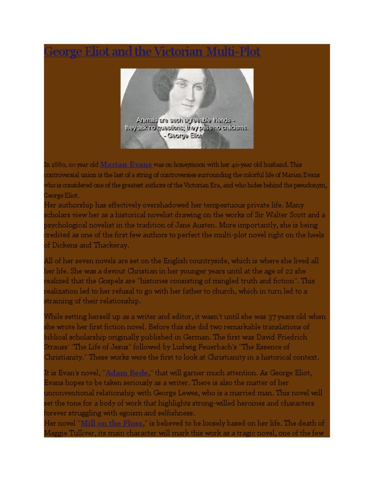 George Eliot: Life and Literary Impact | PDF | George Eliot | Religion ...