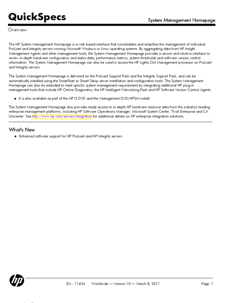 Quickspecs: What'S New What'S New What'S New What'S New | PDF | Windows Server 2003 | Microsoft ...