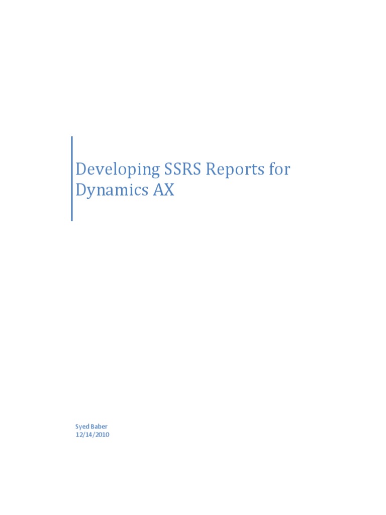 Developing Ssrs Reports For Dynamics Ax | PDF | Microsoft Visual Studio ...