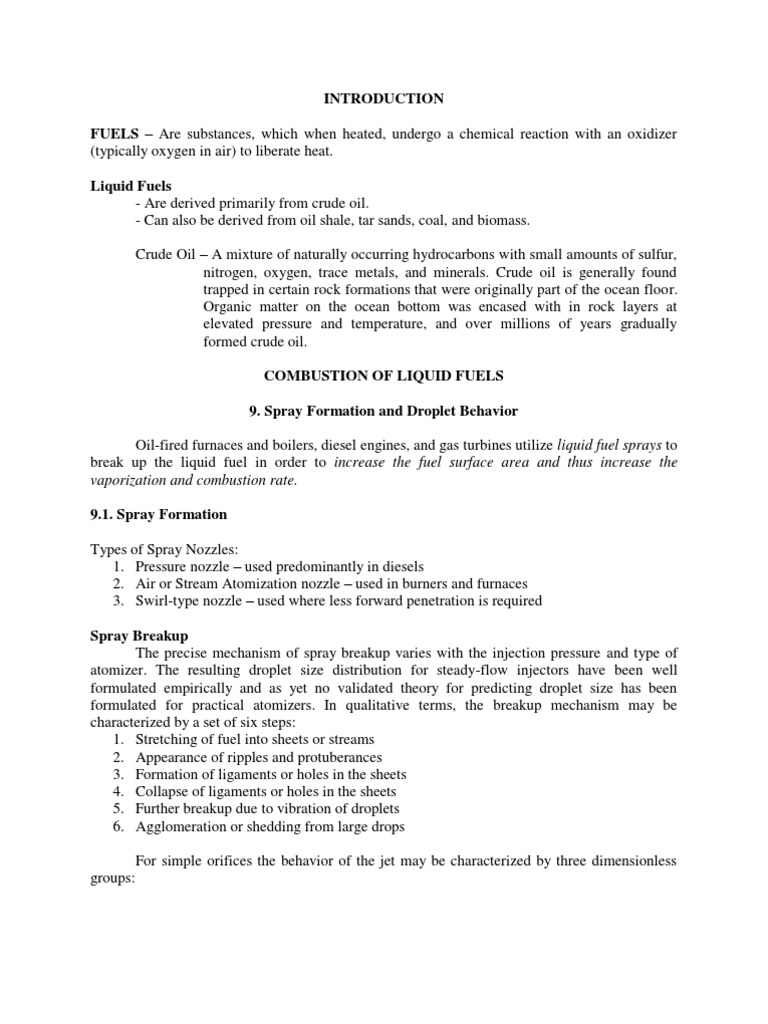 Combustion of Liquid Fuels | PDF | Drop (Liquid) | Heat Transfer