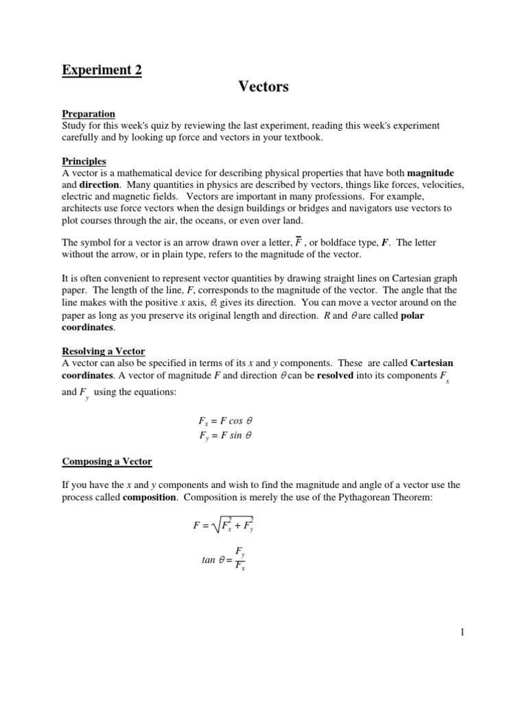 2 Vectors 1111 Pdf Euclidean Vector Force
