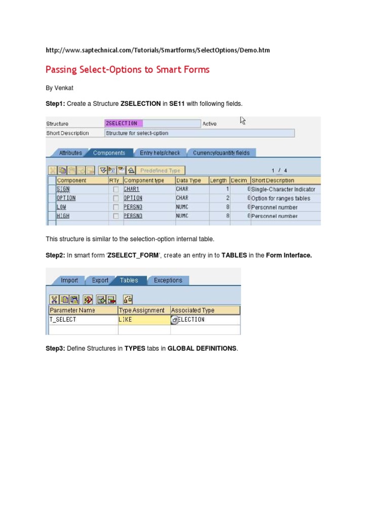 Passing Select-Options To Smart Forms: by Venkat | PDF | Parameter (Computer Programming ...