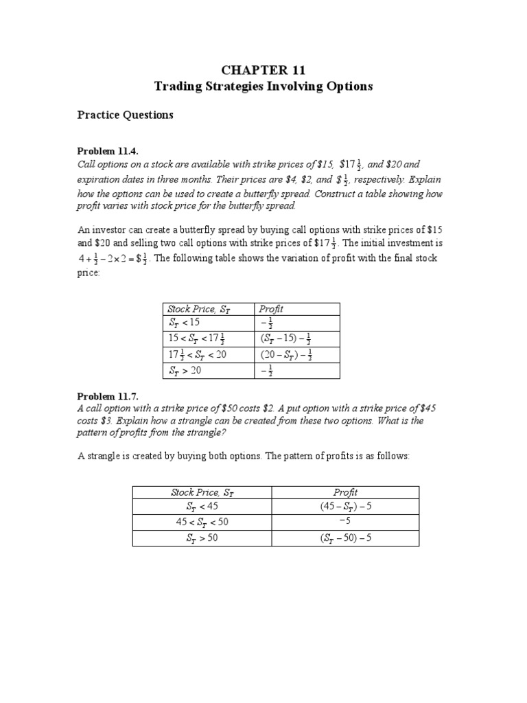Trading Strategies Involving Options: Practice Questions | PDF | Call ...