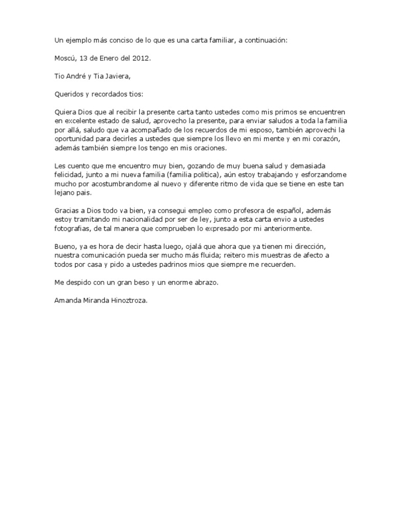 Formato De Carta Dirigida A Un Familiar Cómo Hacer Una Carta De