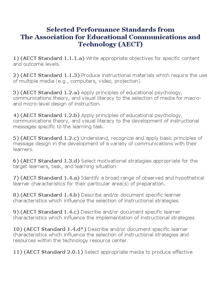AECT Standards | Download Free PDF | Educational Psychology | Video