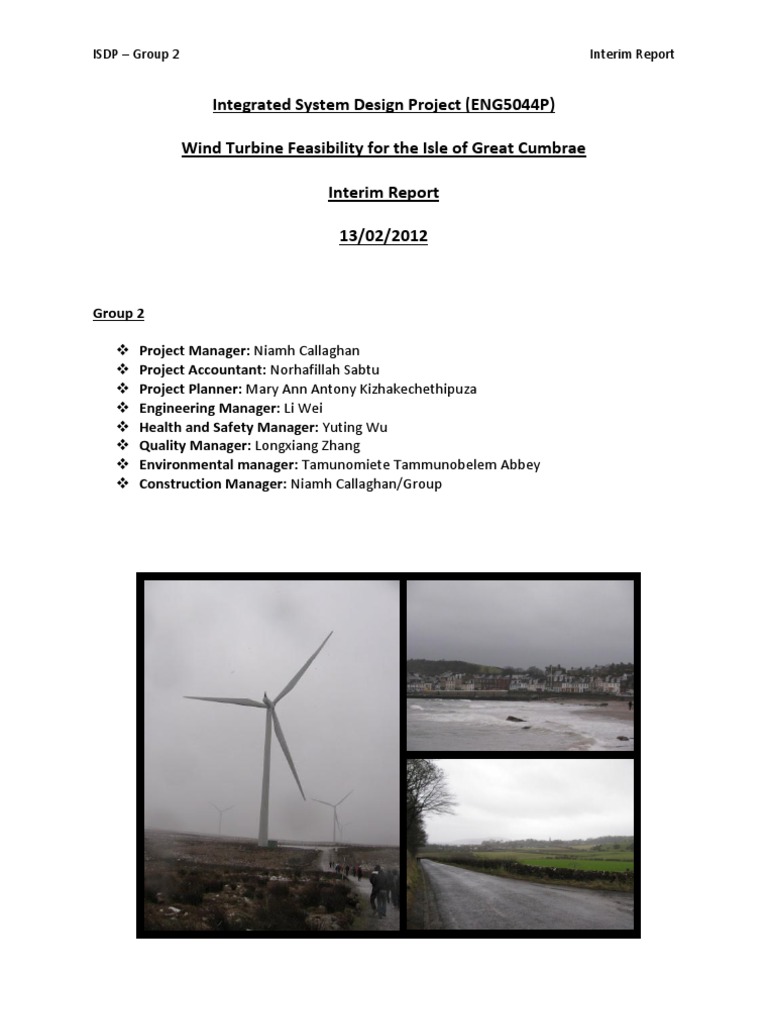 Group 2 ISDP Interim Report PDF | PDF | Wind Power | Renewable Energy