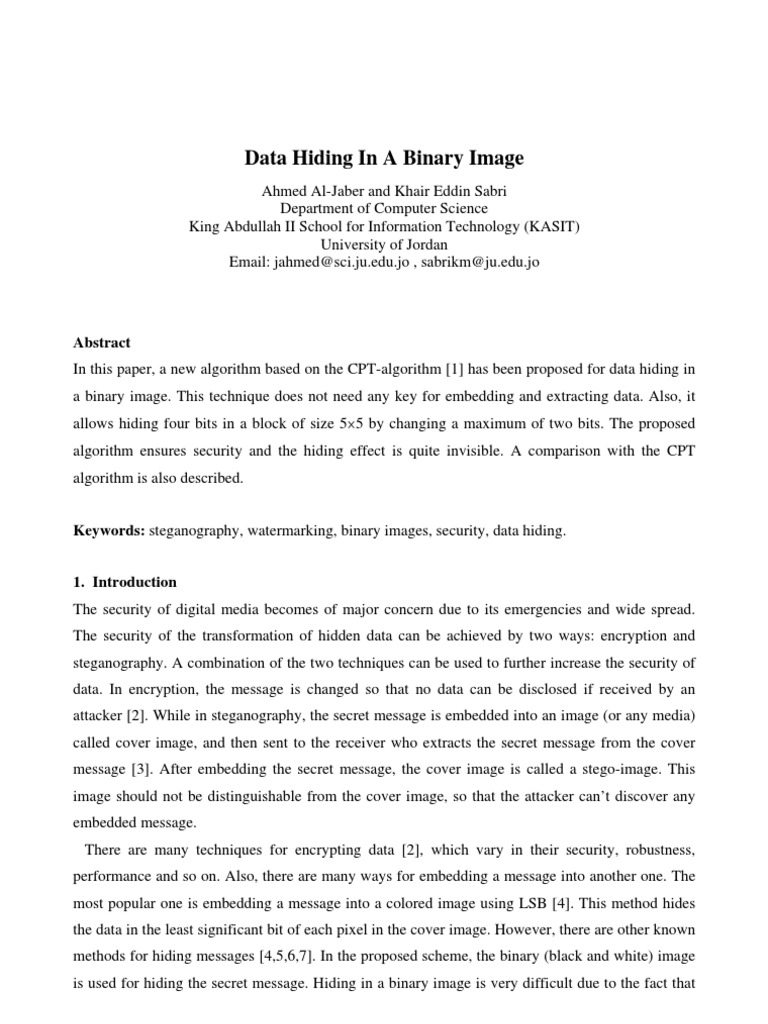 Data Hiding in A Binary Image | PDF | Algorithms | Matrix (Mathematics)