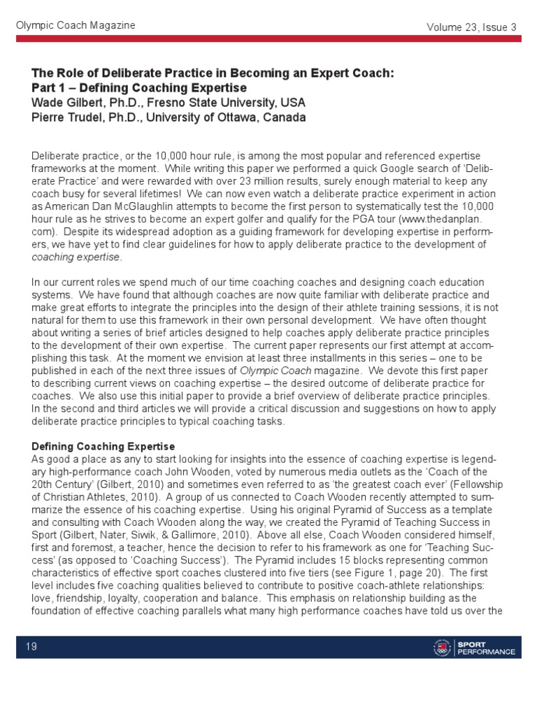 The Role of Deliberate Practice in Becoming An Expert Coach 2012 | PDF ...